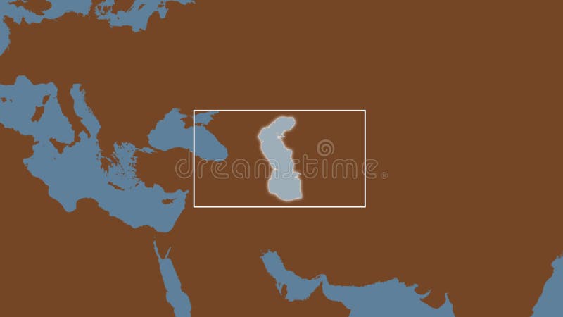 Caspian Sea. Solid Map. Patterson Cylindrical. Close-up Stock Footage ...