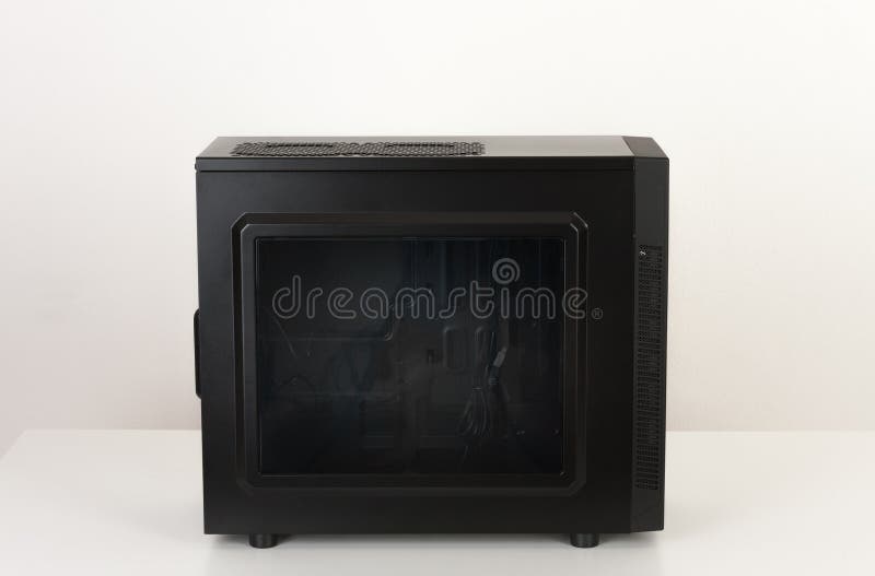 Cassa Del Computer Della Torre Del Midi Con Il Lato Trasparente Di ...