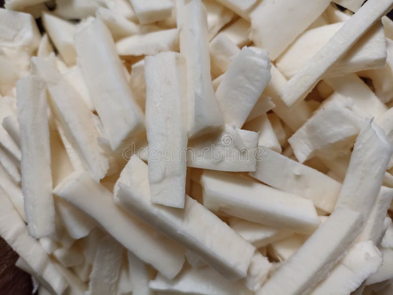 This is Cassava that is Cut into Small Pieces for Cooking. Stock Photo ...