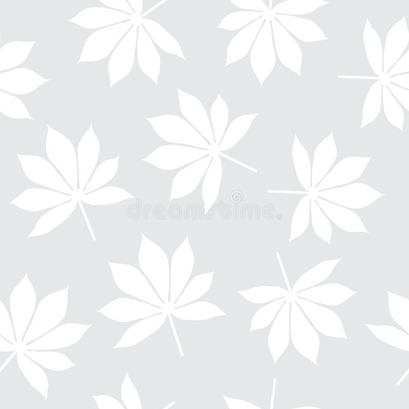 Cassava Leaves Background Seamless Pattern Vector Illustration, White ...