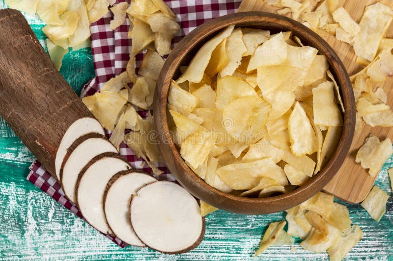 Cassava Manioc Esculenta Snacks Fried Yuca Flakes Stock Photo - Image ...
