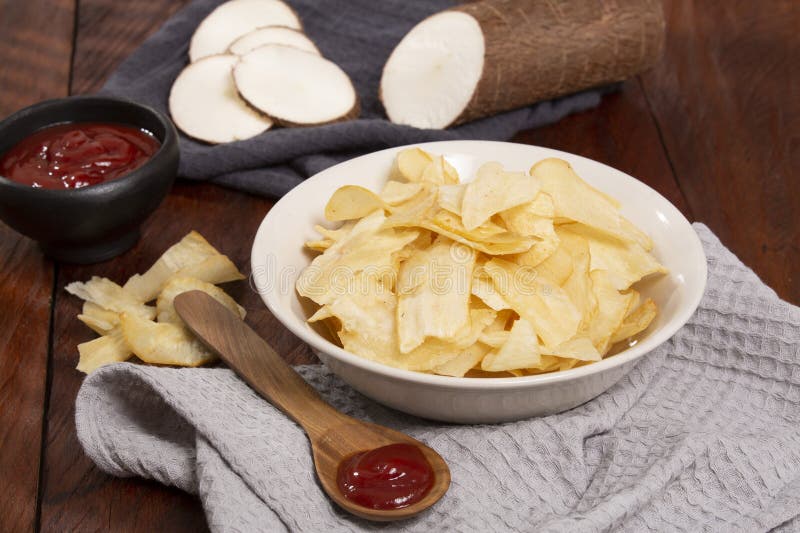 Cassava Manioc Esculenta Snacks Fried Yuca Flakes Stock Image - Image ...