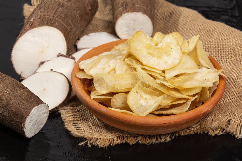 Cassava Manioc Esculenta Snacks Fried Yuca Flakes Stock Image - Image ...