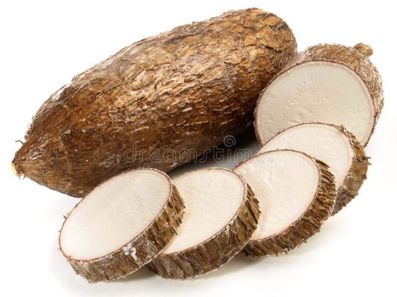 Cassava Root with Slices on White Background - Isolated Stock Photo ...