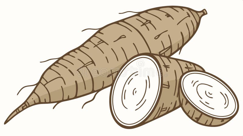 Cassava Slices Outline, Vegetable Ingredient, Cooking Element Art ...