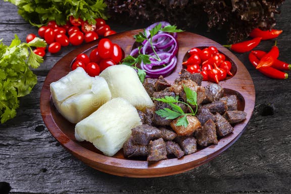 Cassava with Sun-dried Meat, Beef Jerky Stock Image - Image of thai ...