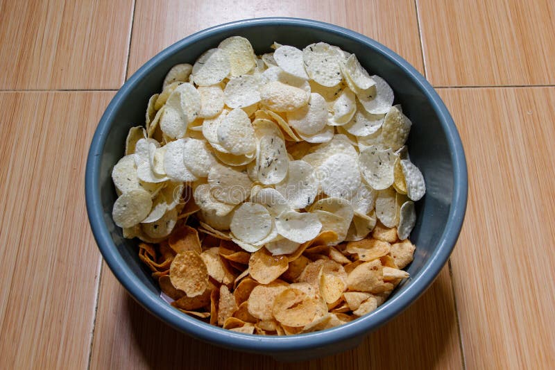 Cassava or Tapioca Chips in a Plastic Container Stock Photo - Image of ...