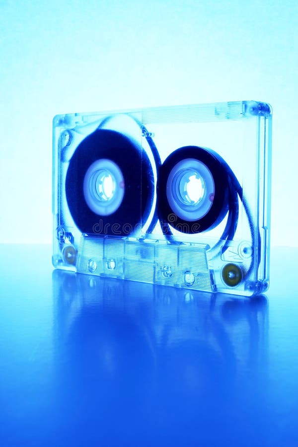 Cassette Backlit by Blue Light II Stock Image - Image of pile, music: 46178827
