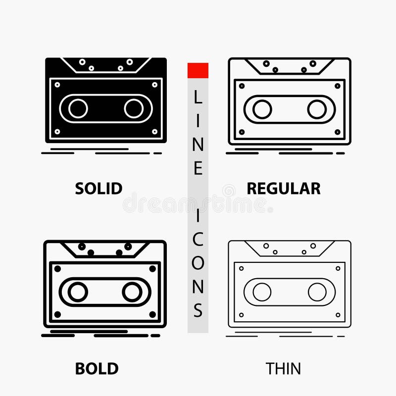 Cassette, Demo, Record, Tape, Record Icon in Thin, Regular, Bold Line ...