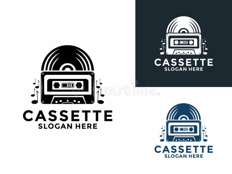 Cassette Music Logo Vector Illustration. Disc and Tape Cassette Vector ...