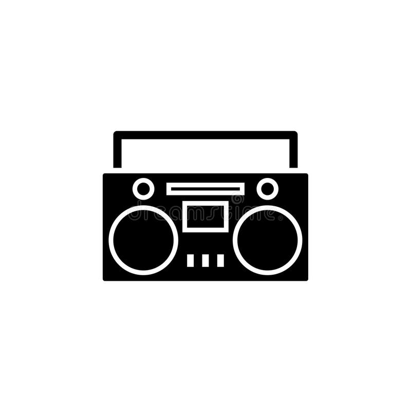 Cassette Player, Boombox Ghetto Blaster Solid Flat Vector Icon Isolated on White Background ...