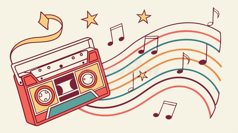 Cassette Player Illustration, Retro Music Device and Vintage Audio Tech ...