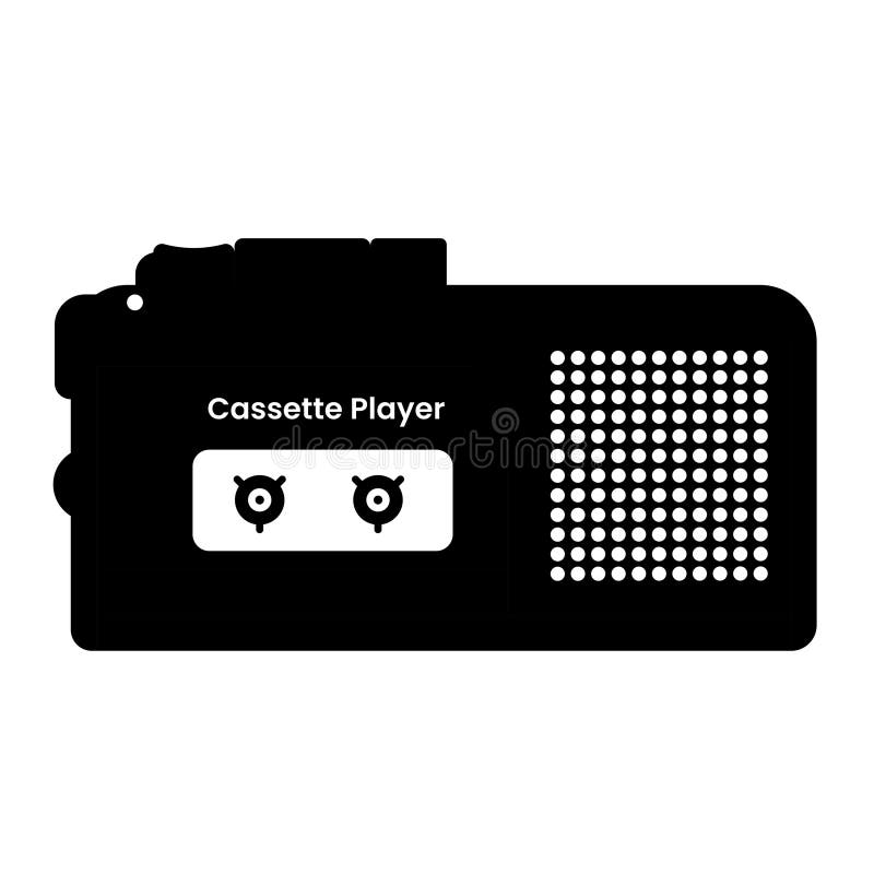 Cassette Player Silhouette. Black and White Icon Design Elements on ...