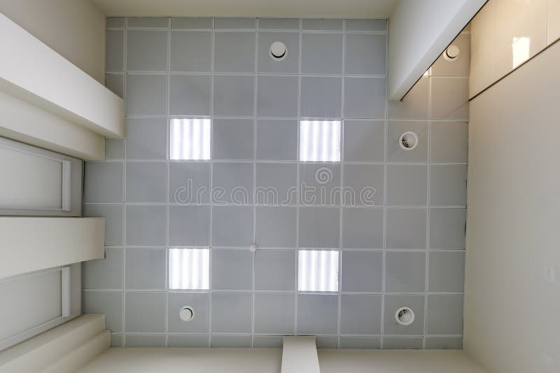 Cassette Stretched or Suspended Ceiling with Square Halogen Spots Lamps ...