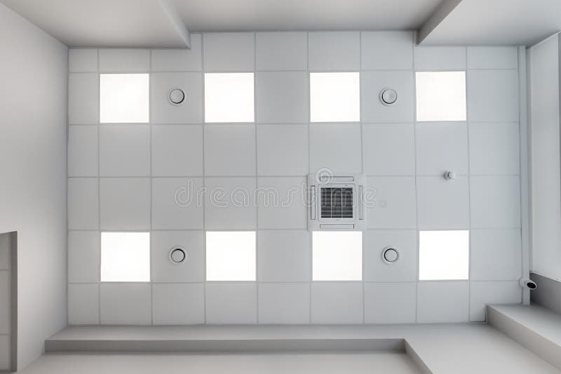 Cassette Stretched or Suspended Ceiling with Square Halogen Spots Lamps ...