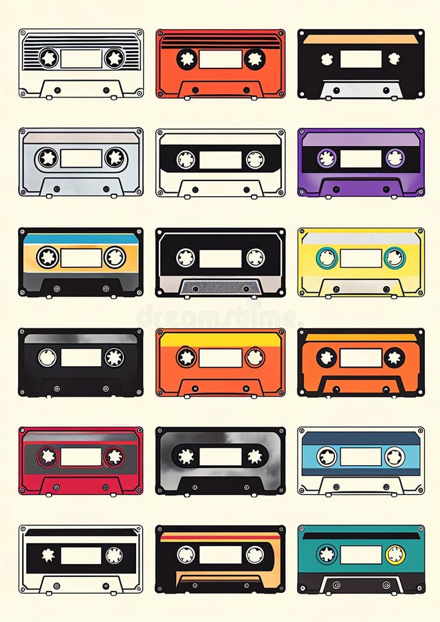 Cassette Tape Border 90s Retro Nostalgic Frame Stock Illustration ...