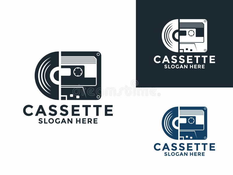 Cassette Tape Combination with Cassette Disc Logo Vector Illustration ...