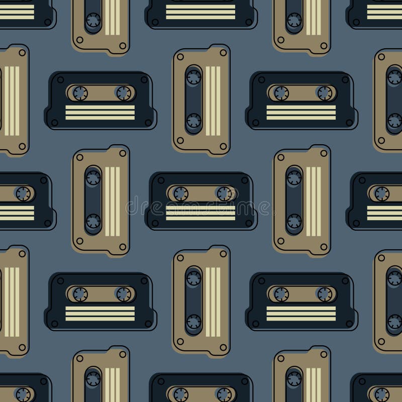 Cassette Tape Grid Seamless Pattern Stock Vector - Illustration of ...