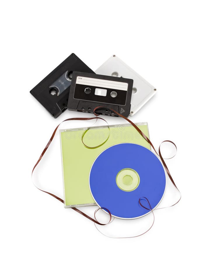 Audio Tape Cassette And Digital Compact Disc Stock Photo - Image of ...