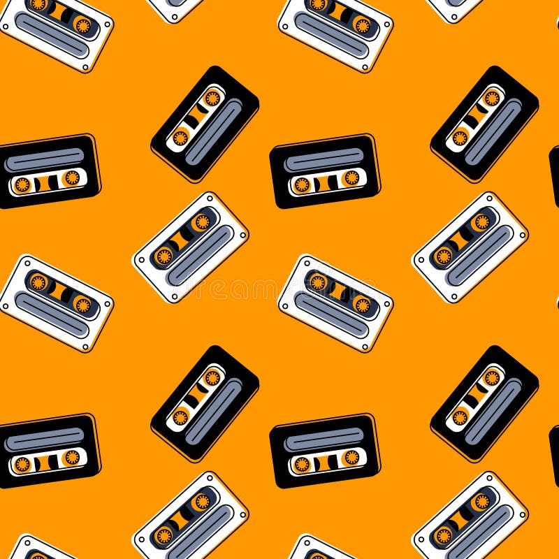 Cassette Tapes Floating Seamless Pattern Stock Vector - Illustration of ...