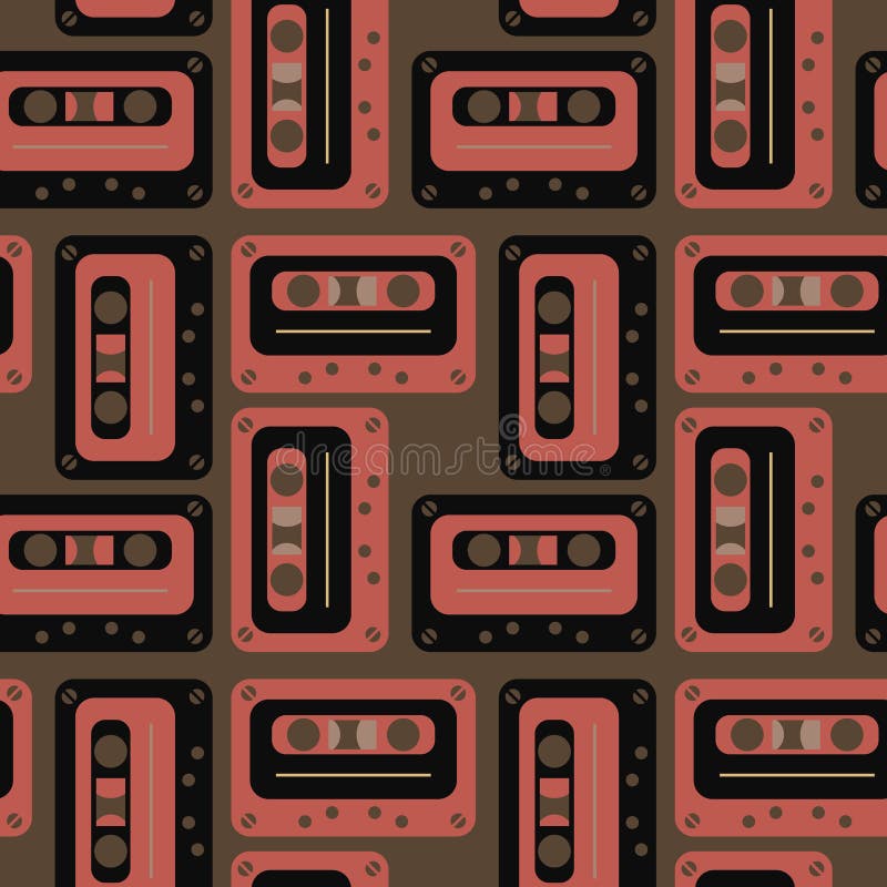 Cassette Tapes Order Grid Seamless Pattern Stock Vector - Illustration ...