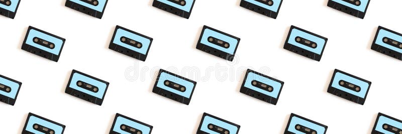 Banner with Cassette Tapes Pattern on a White Background Stock Image ...