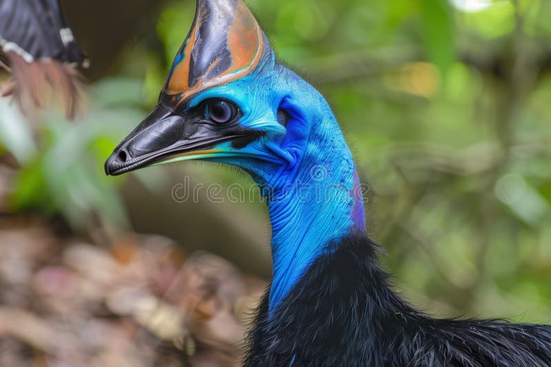 Cassowary with Vibrant Blue Neck in Profile View Stock Photo - Image of ...
