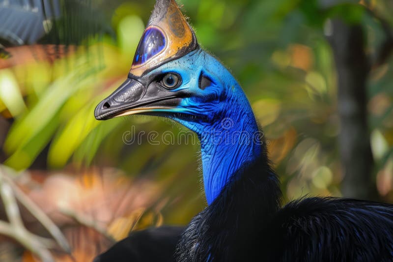 Cassowary with Vibrant Blue Neck in Profile View Stock Photo - Image of ...