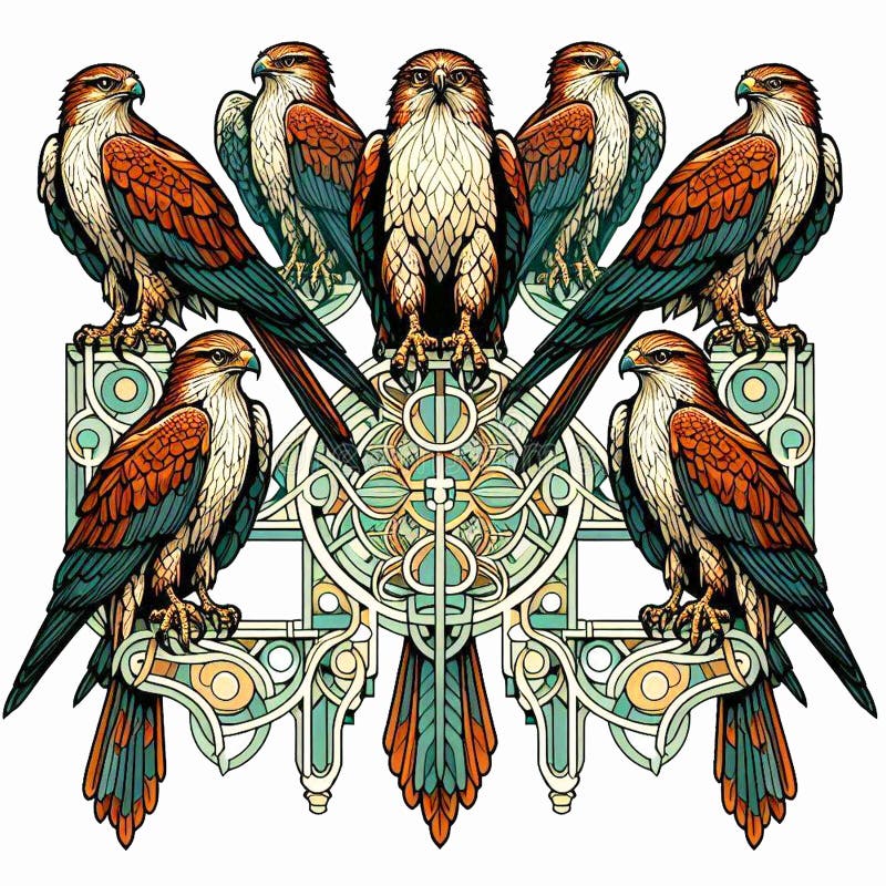 A cast of brown hawks stock illustration. Illustration of predator ...