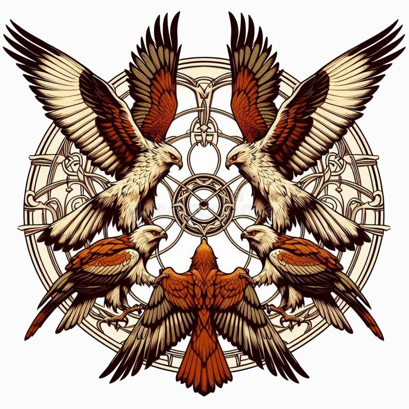 A cast of brown hawks stock illustration. Illustration of prey - 333164466