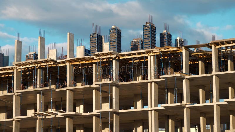 Cast Concrete Structure. Unfinished Construction of Dwelling House ...