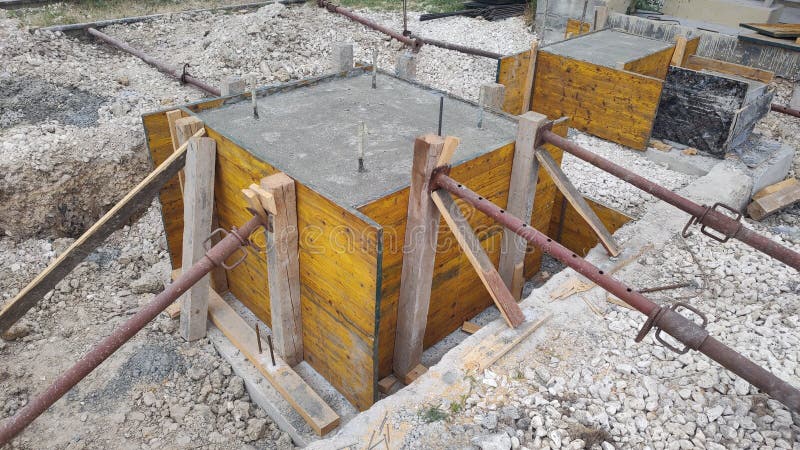 Cast Foundation with Formwork for Technical Equipment. Stock Photo ...