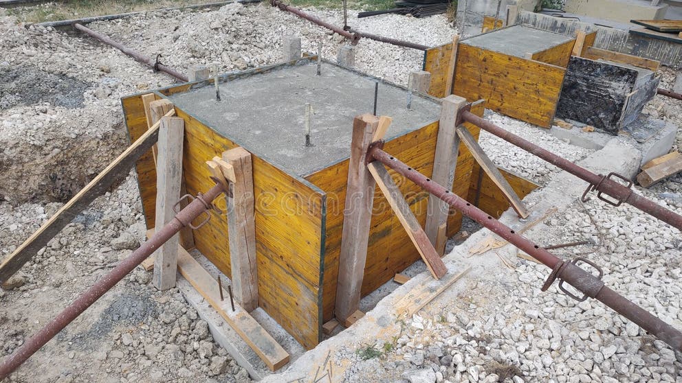 Cast Foundation with Formwork for Technical Equipment. Stock Photo ...