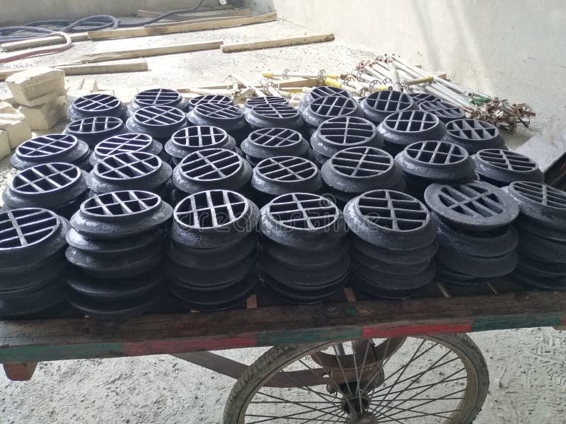 Cast Iron Cap for Drainage System on Flyover Stock Photo - Image of ...