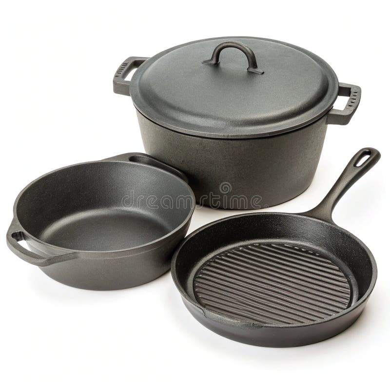 Cast Iron Cookware Isolated on White Background Stock Illustration ...