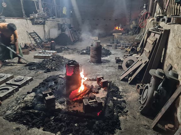 Cast Iron Making Process by Using Sand Mold Stock Photo - Image of ...