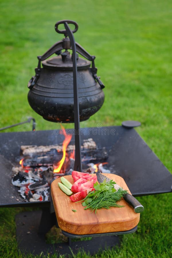 Cast Iron Pot Over the Fire Stock Photo - Image of food, cast: 249666904