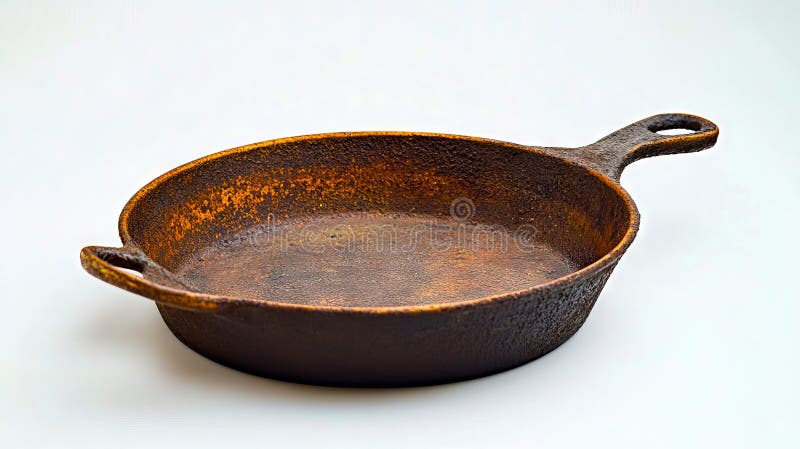 A Cast Iron Skillet on a White Surface Stock Photo - Image of copper ...