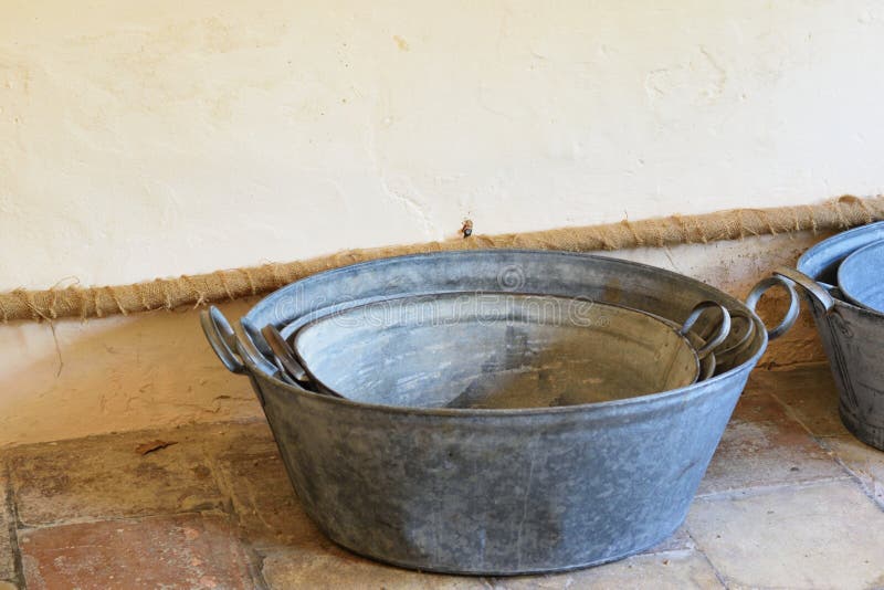 Cast Iron Washing Tubs on Floor Stock Image - Image of historic ...