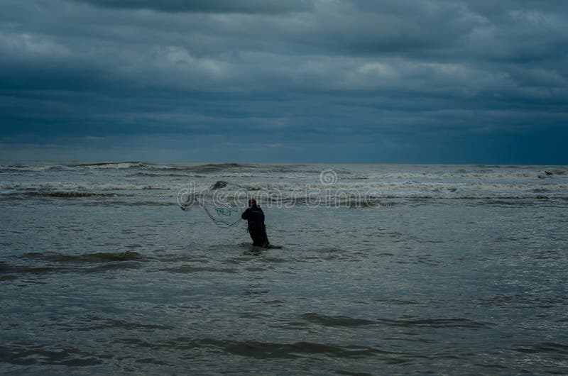 Cast Net Fishing on Black Sea Editorial Stock Photo - Image of ...