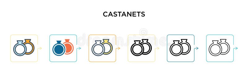 Castanets Vector Icon in 6 Different Modern Styles. Black, Two Colored ...