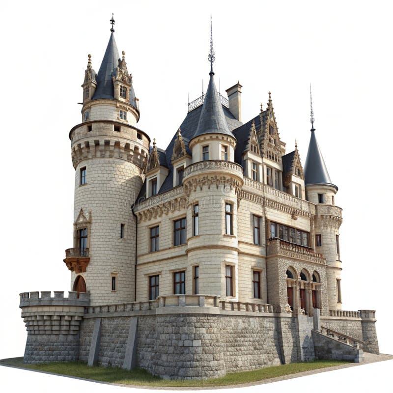 Caste House Isolated on White Background Stock Illustration ...