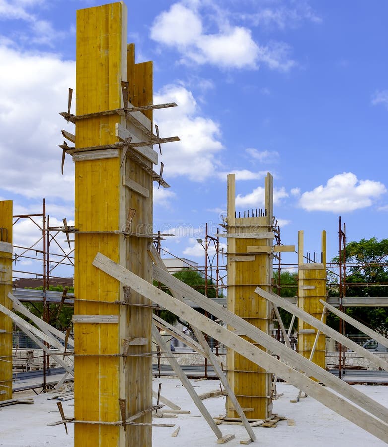 Casted Concrete Column at the Construction Site. Stock Photo - Image of ...