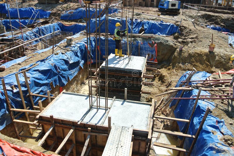 Casted Pile Cap. Cured Pile Cap Stock Image - Image of hammer, logistic ...