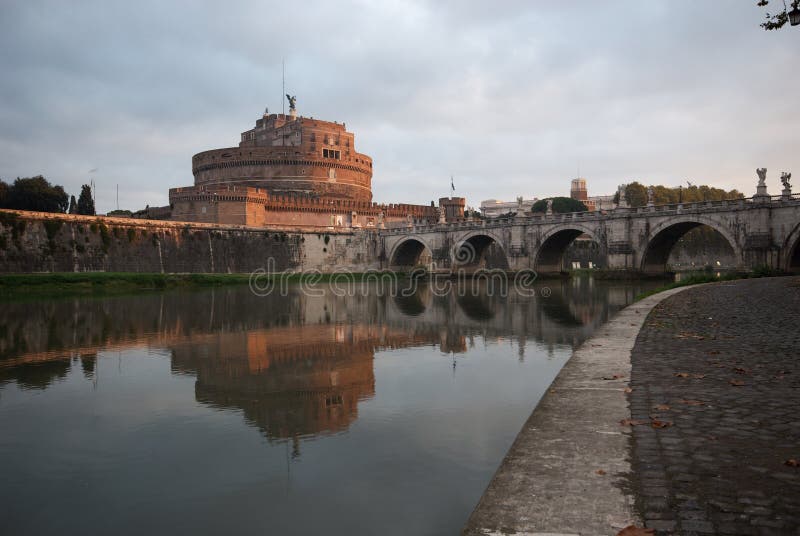 Castel San Angelo at Dawn, Rome, Italy Stock Image - Image of tiber ...