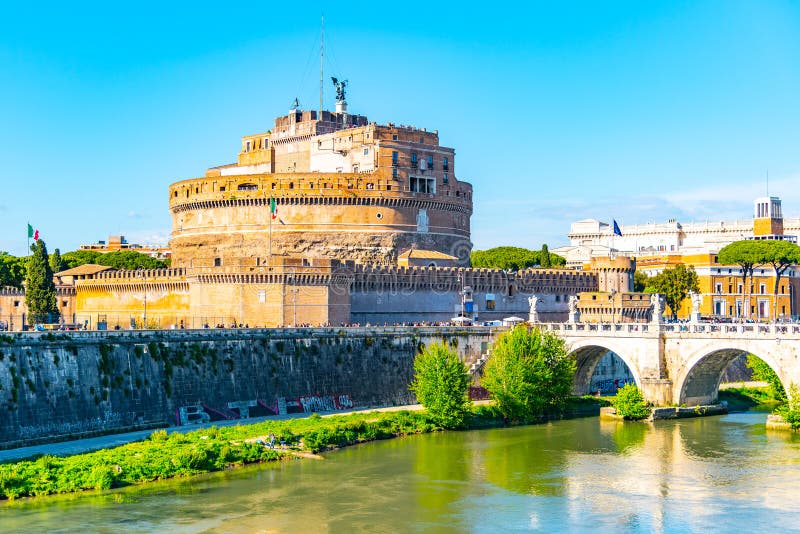 Castel Sant`Angelo, Angels Castle, in Rome, Italy. Stock Image - Image ...