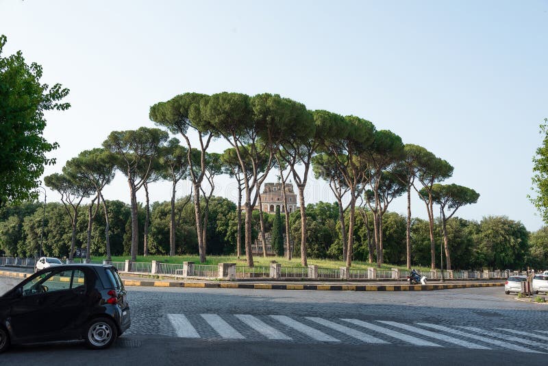 Castel Sant Angelo from the Back with a Typical Italian Pine Trees ...