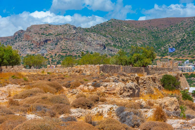 Castel Selino at Greek Town Palaiochora Stock Photo - Image of fortress ...