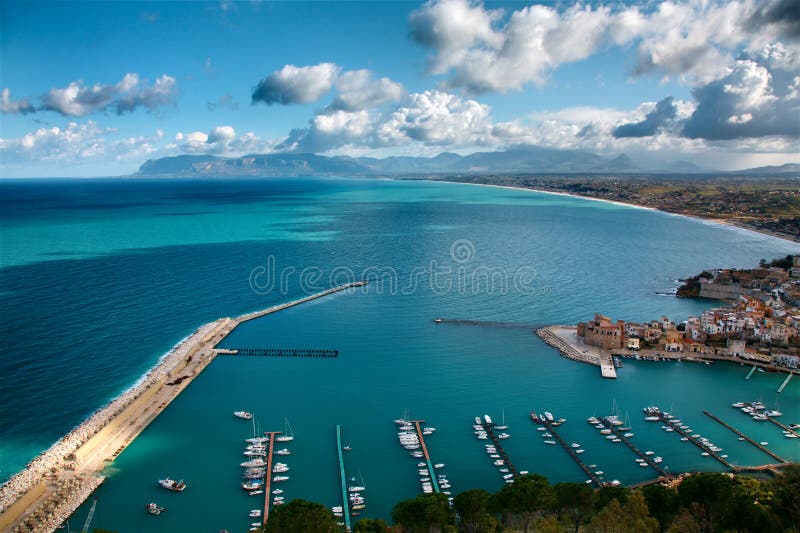 Castellamare Del Golfo - Sicily Stock Image - Image of panoramic, boats ...