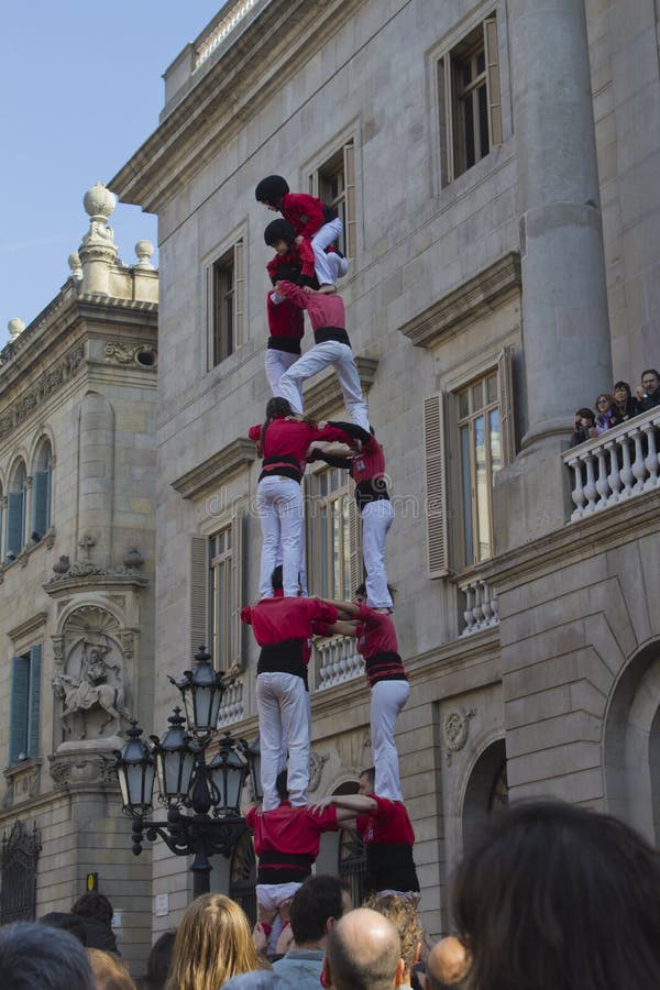 Castellers editorial stock image. Image of castle, holding - 76141804